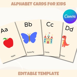 Alphabet Cards for Kids, Printable Alphabet Flash Cards, Educational ...