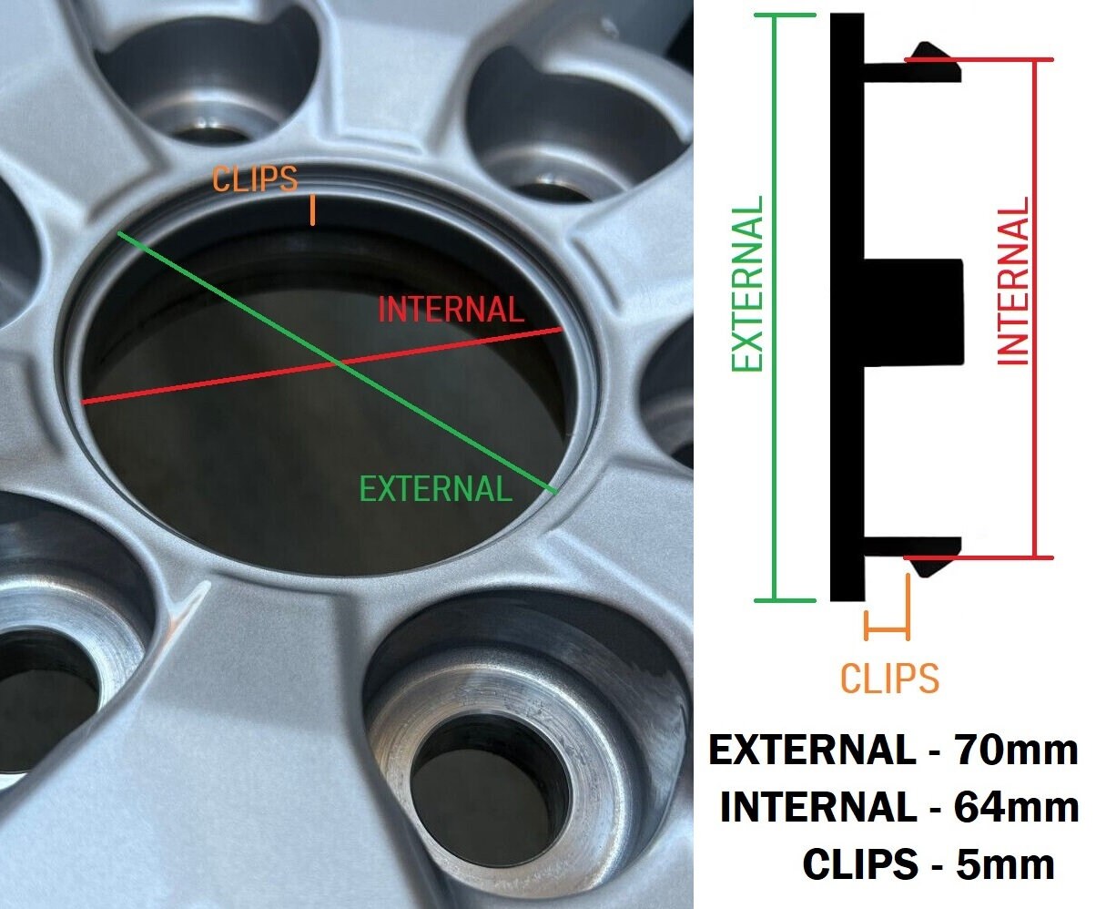 4 Items 70mm / 64mm Wheel Center Hub Caps Covers for VW Rims 2.75 / 2. ...