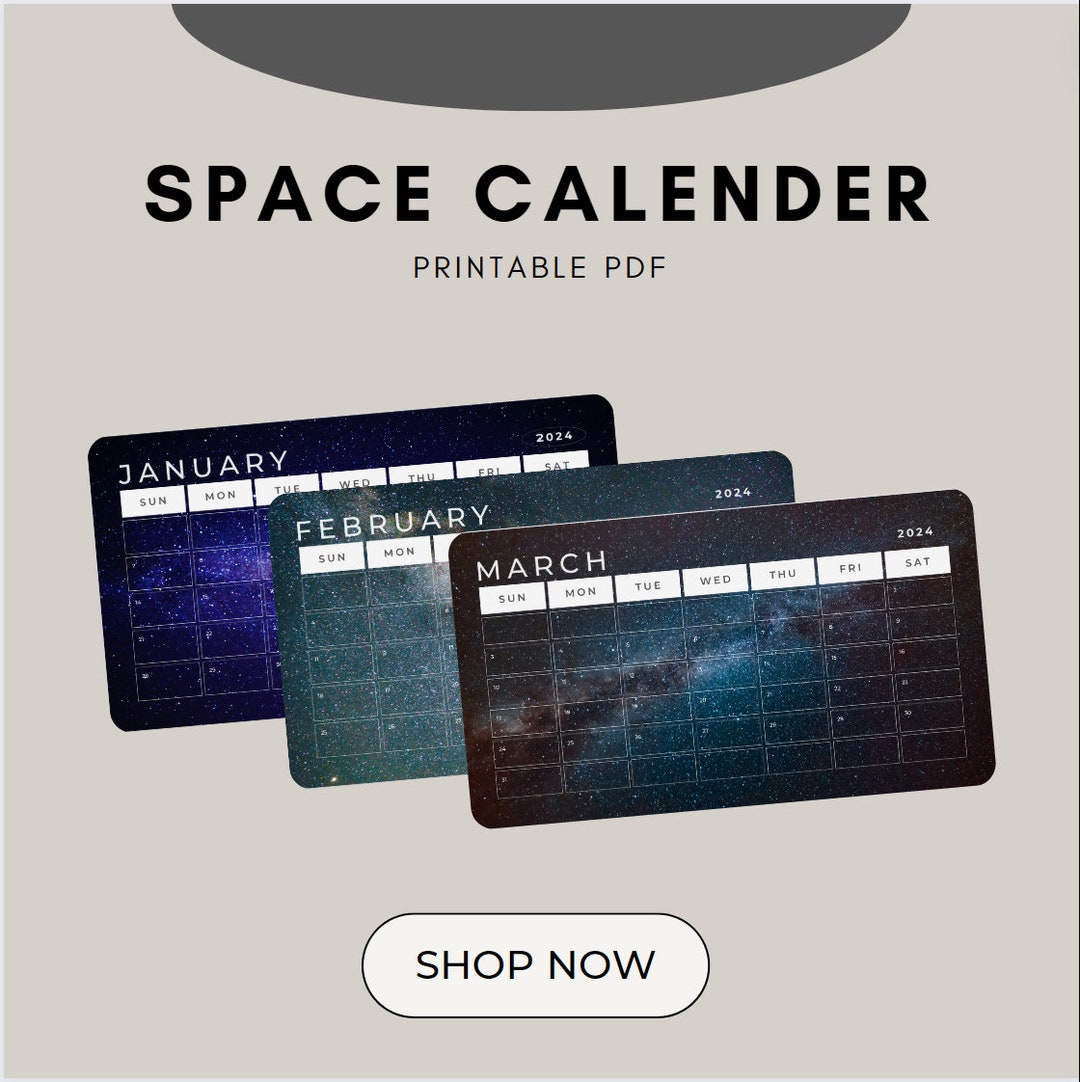 Space Calendar: Printable PDF With Space Images - Etsy