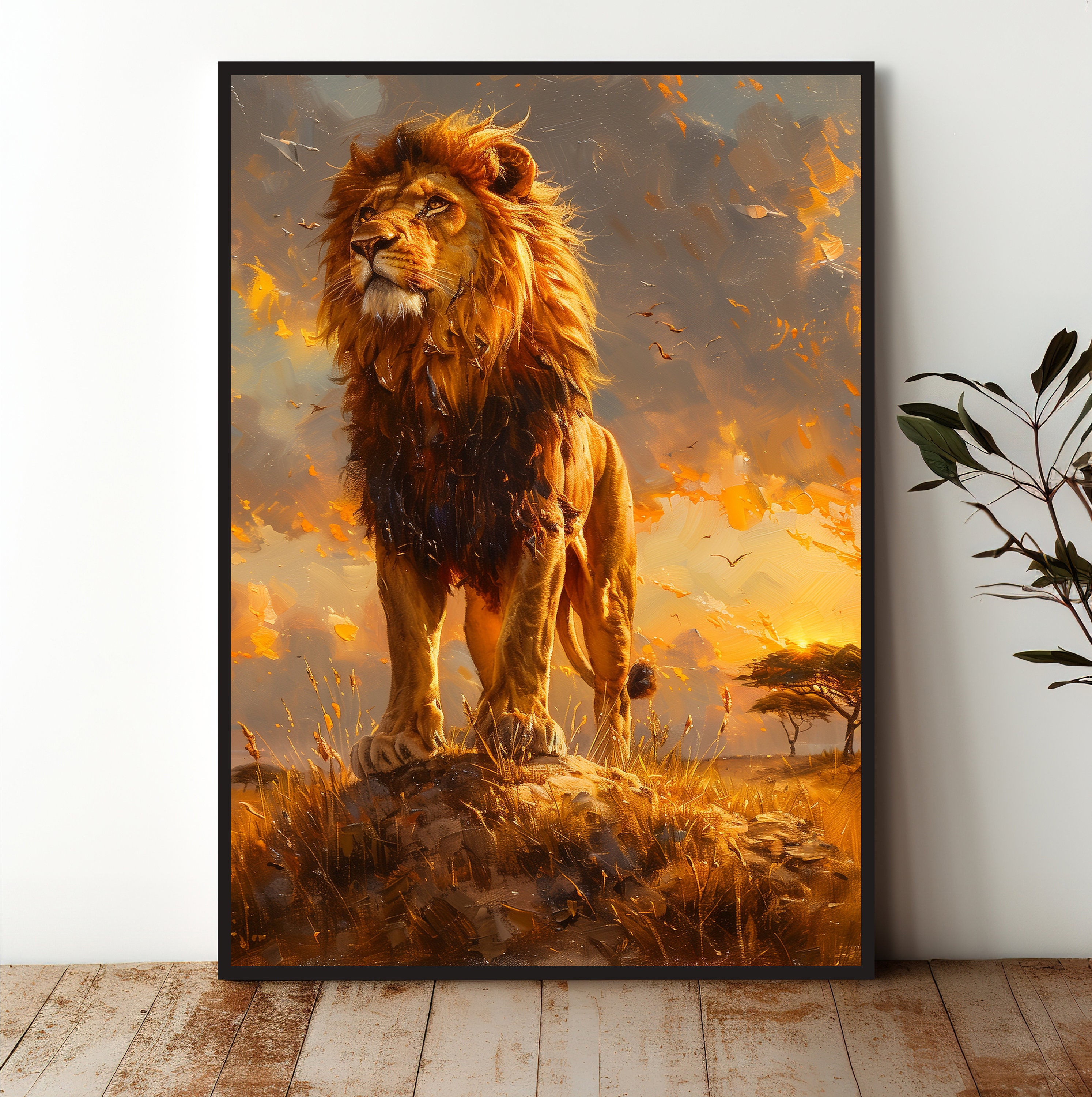 Lion Art Prints Interior Design Wall Art Poster Vertical & Horizontal ...