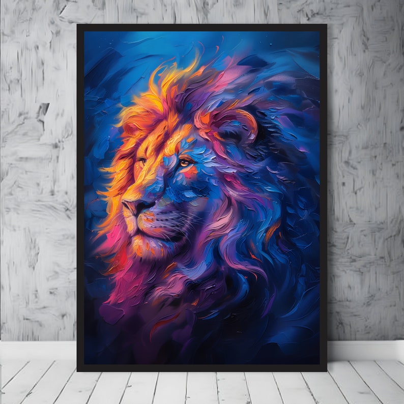 Abstract Lion Art Print Animal Lover Modern Home Decor Artwork ...