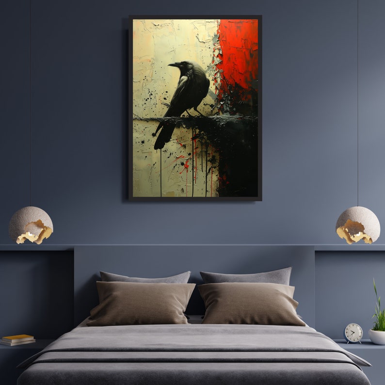 Abstract Crow Wall Art Prints Dramatic Black Bird Lover Wall Decor ...