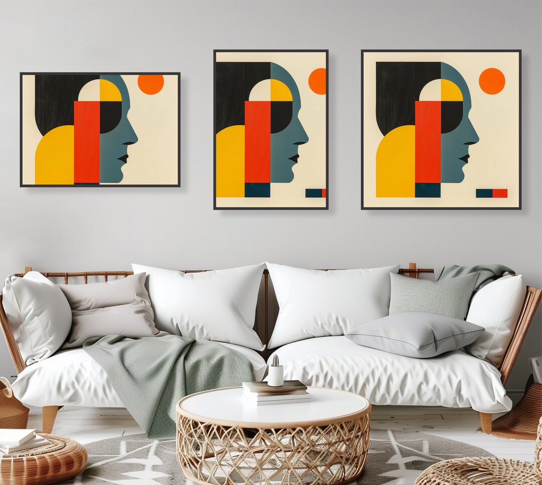 Portrait Bauhaus Wall Art Prints Minimalist Home Decor Interior Design ...