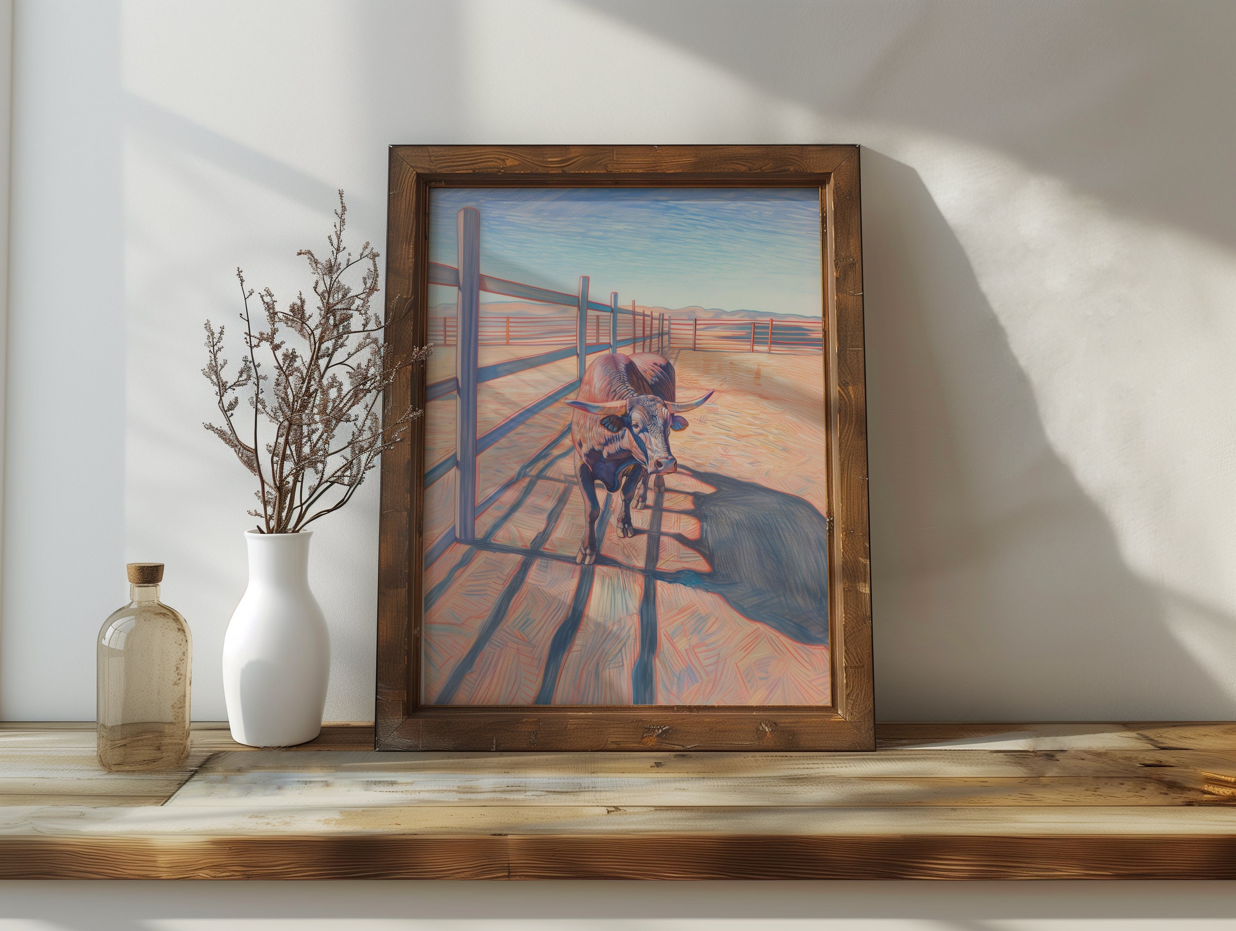 Bull Pen Downloadable Print, Western Wall Art, Cowboy Cowgirl Rodeo ...