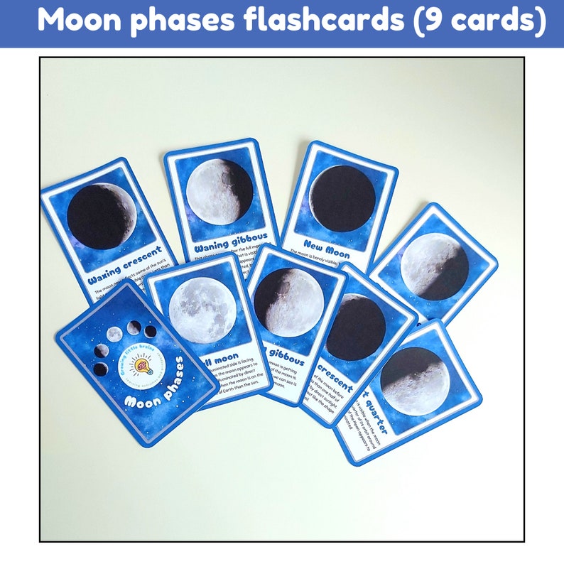 Moon Phases Bundle | Flashcards | Dough Mat | Moon Phases Chart and ...