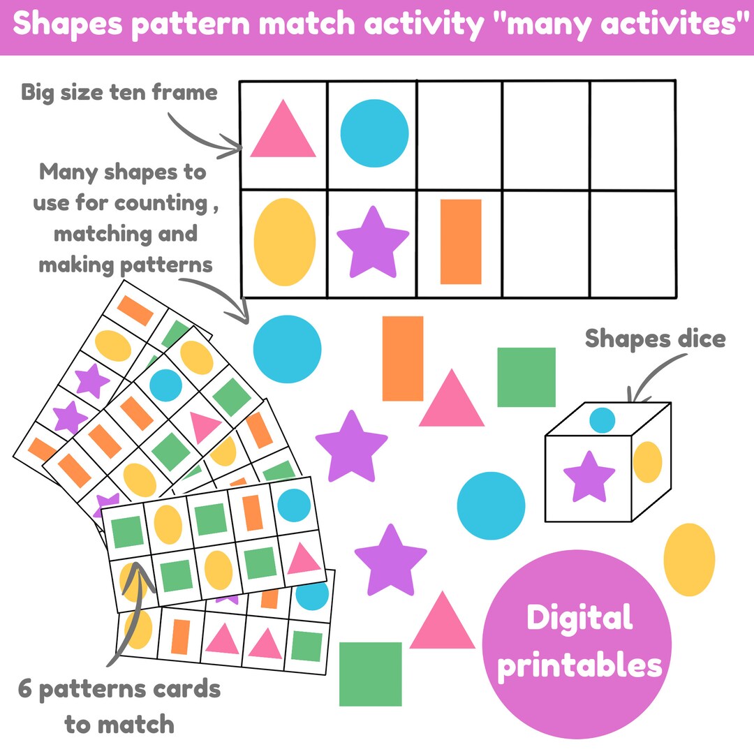 Shapes Activities maths Skills Shapes Recognition 6 Pattern Match Cards ...