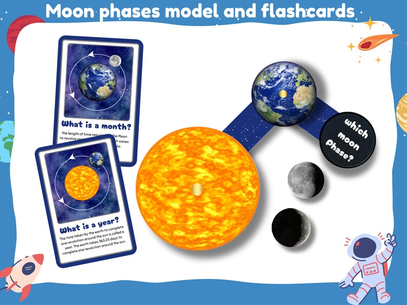 Moon Phases Chart and Model Moon Phases Space Homeschooling Montessori ...