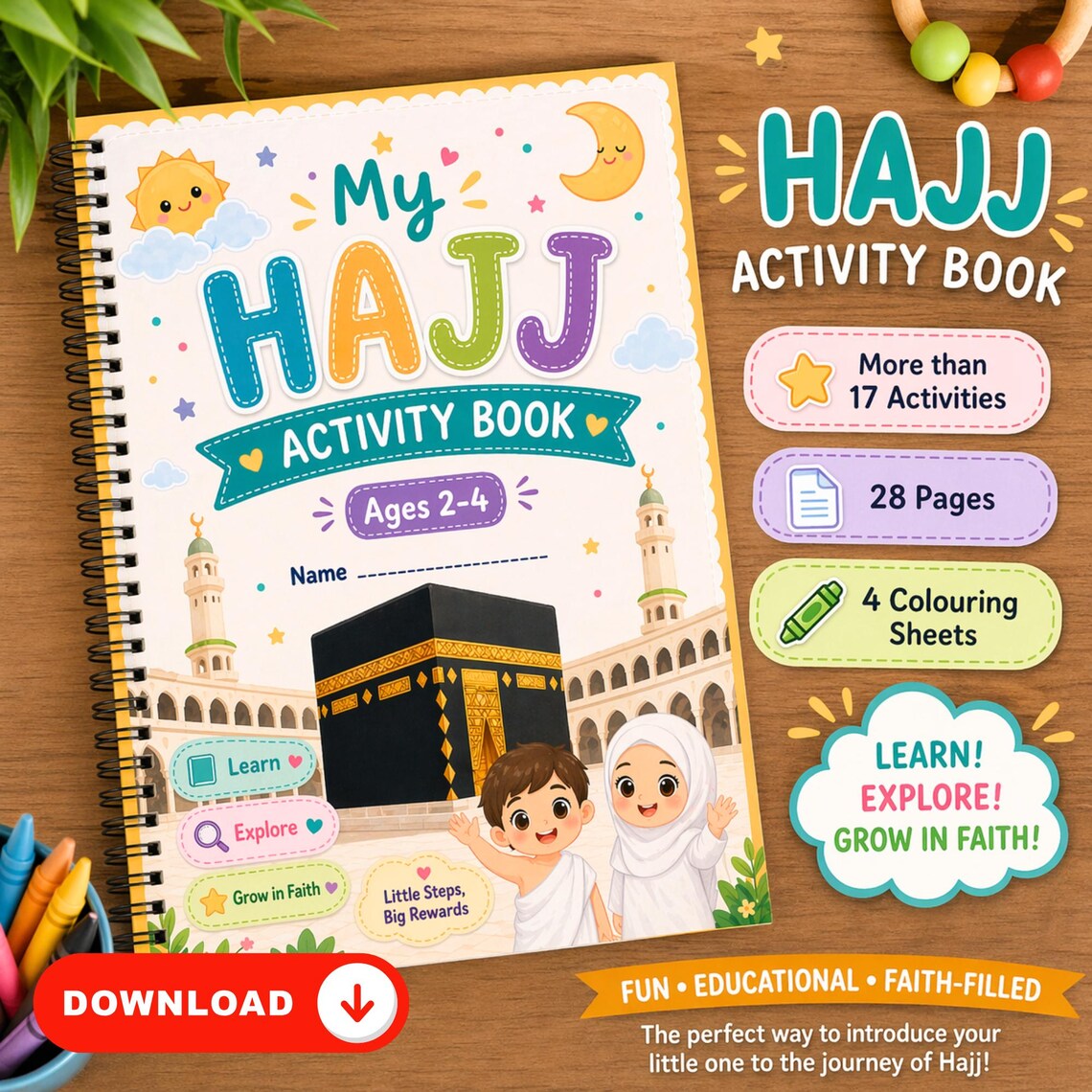 Hajj Activity Book for Kids Ages 2–4 | Islamic Busy Book Printable ...