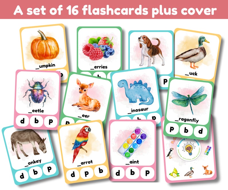 Different Between B, D and P Phonics Clip Flashcards | a Set of 16 ...