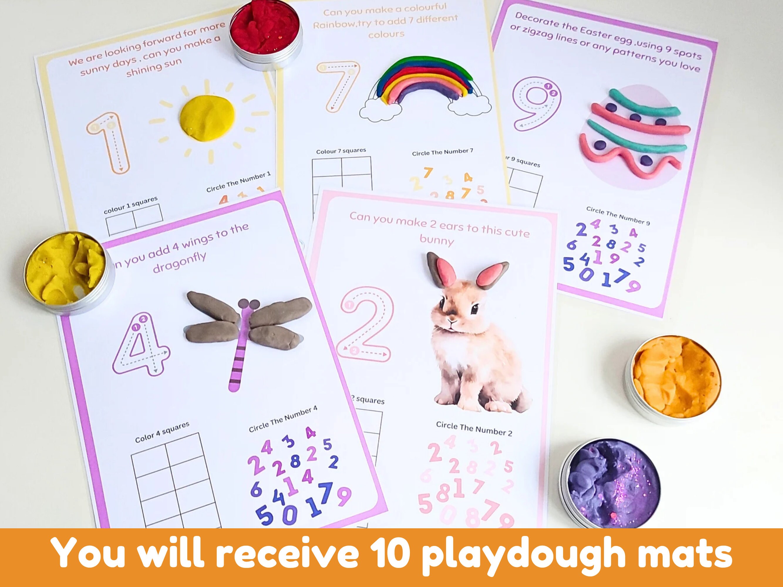 Spring Counting Playdough Mats | 10 Printed and Laminated Playdough ...
