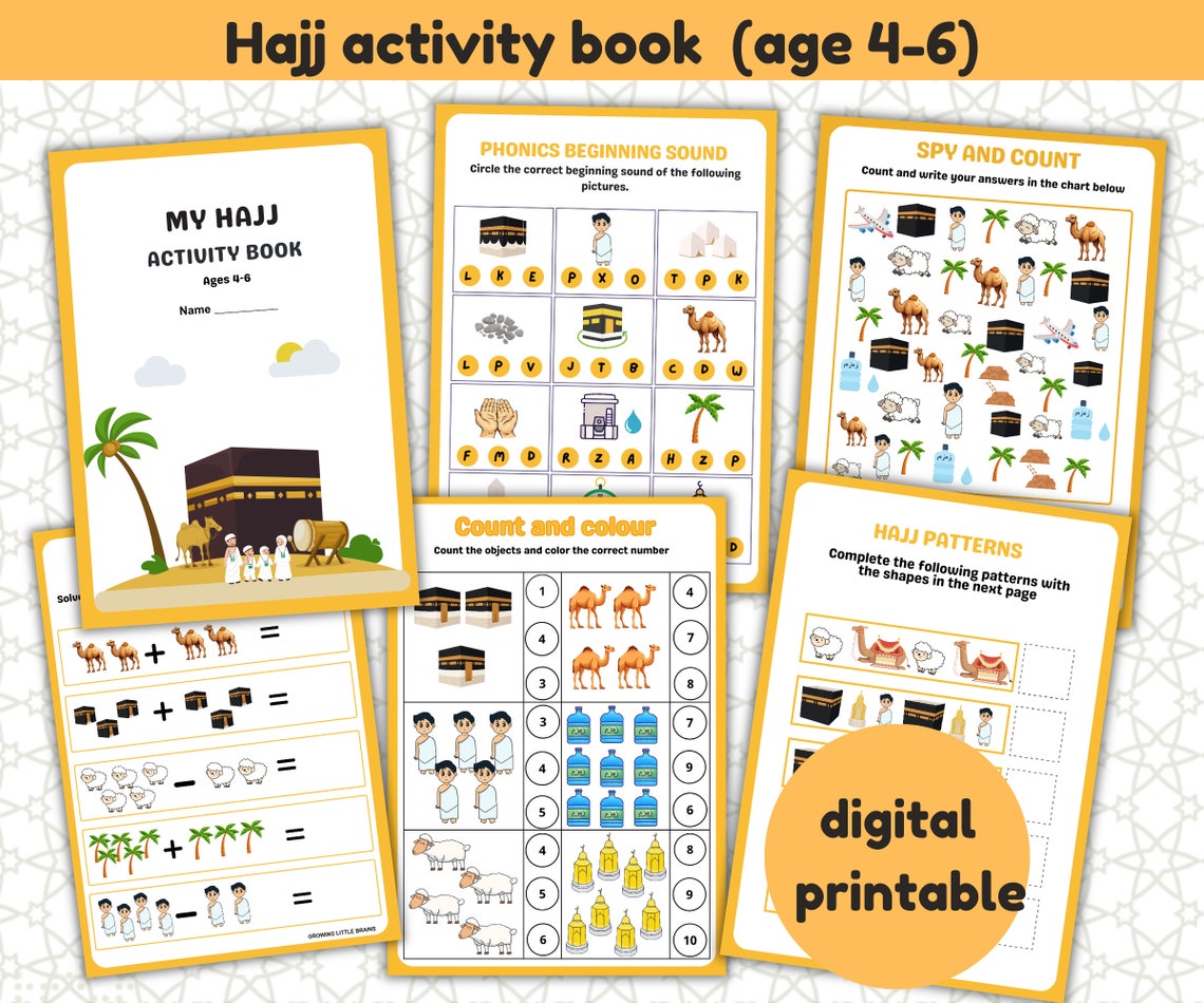 Hajj Activity Book 4-6 Years | Hajj Busy Book | Islamic Activties ...