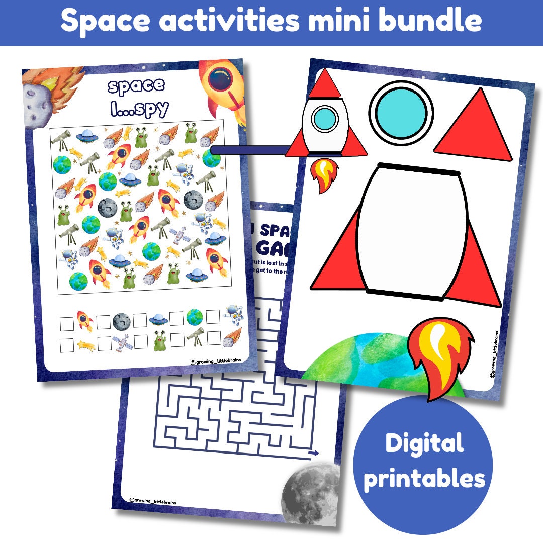 Space Activities Mini Bundle | Space ..I Spy | Space Maze | Build Your ...