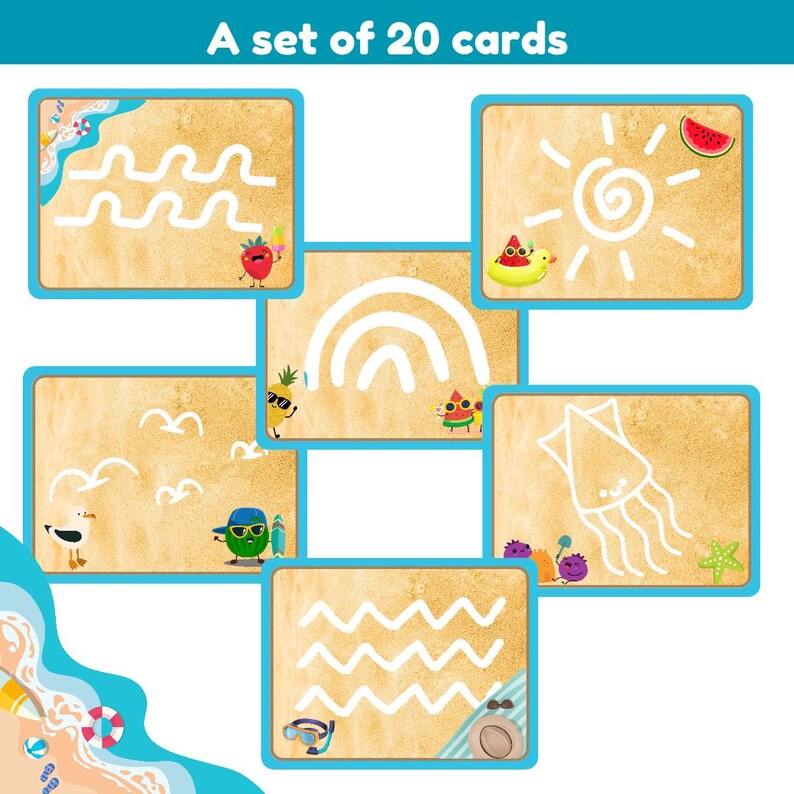 Beach Mark Making Cards | a Set of 20 Flashcards Plus Cover ...