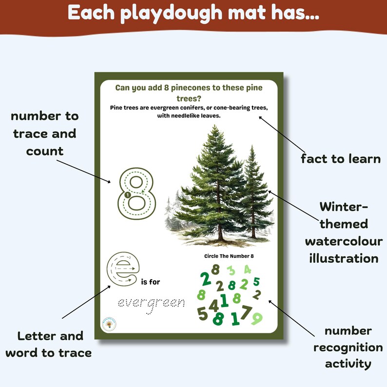 10 Winter Themed Playdough Mats | Counting | Numbers 1-10 | Letters and ...