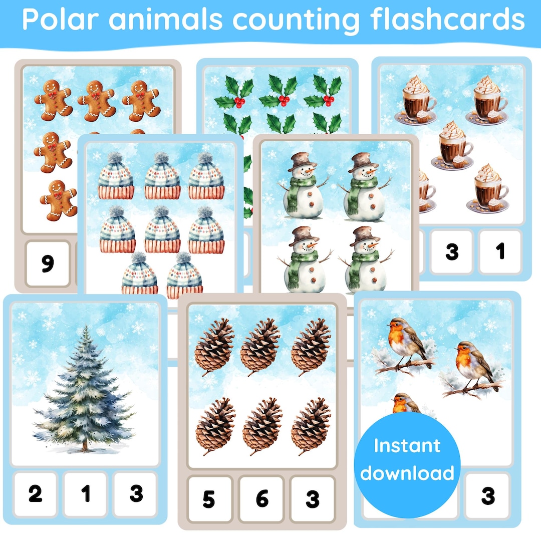 Polar Animals Counting Cards | Arctic Animals | Phonics | 12 Cards Plus ...