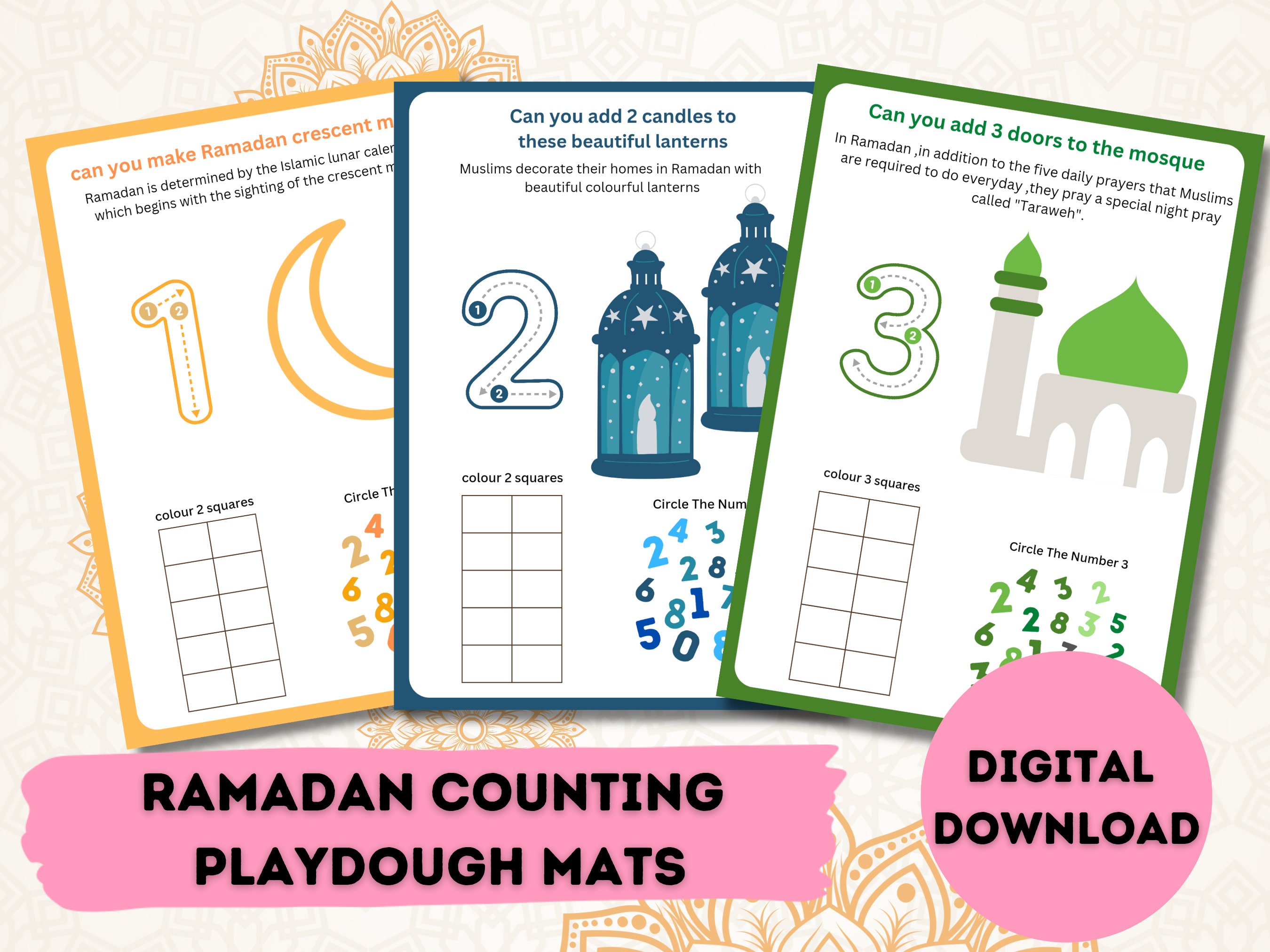 Ramadan Counting Playdough Mats Ramadan Playdough Mats Playdough Mats ...