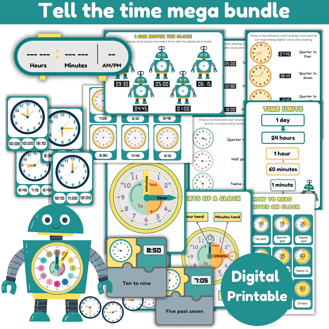 Tell the Time Mega Bundle | Learn About Time | Learning Clock ...