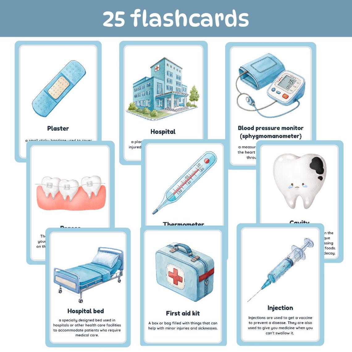 Medical Facts Flashcards for Kids | a Set of 25 Flashcards | Dentist ...