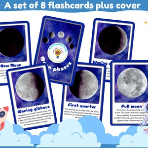 Moon Phases Flashcards | a Set of 9 Flashcards | With Detailed ...