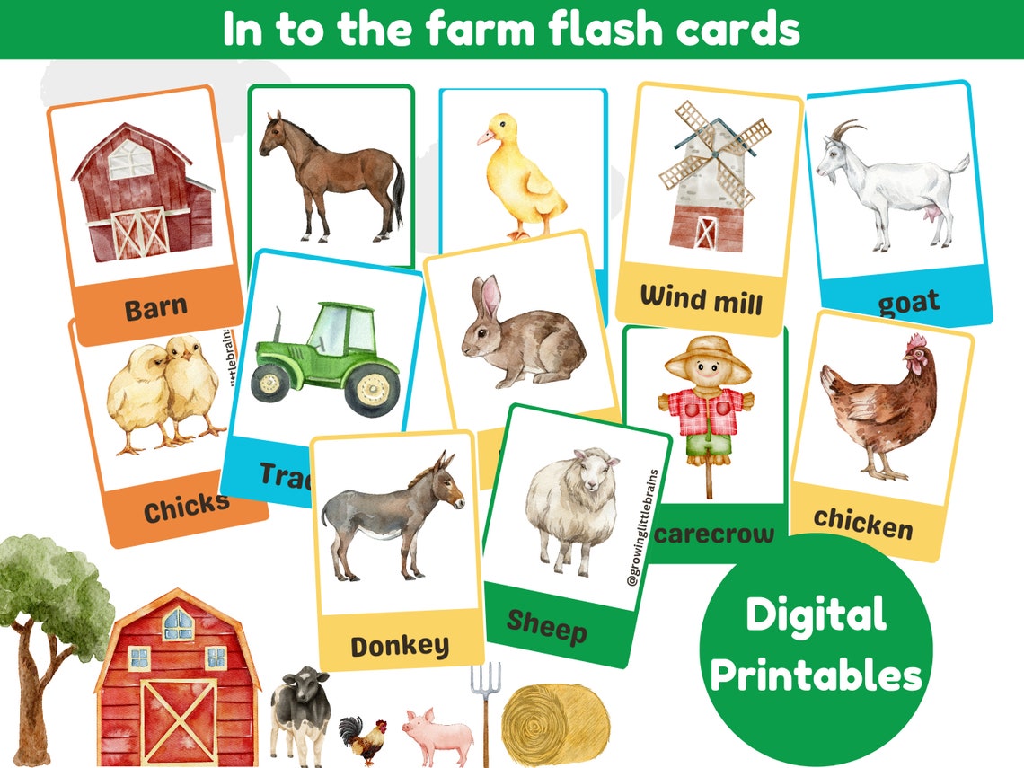Farm Animals Flash Cards Into the Farm Flash Cards Montessori Flash ...