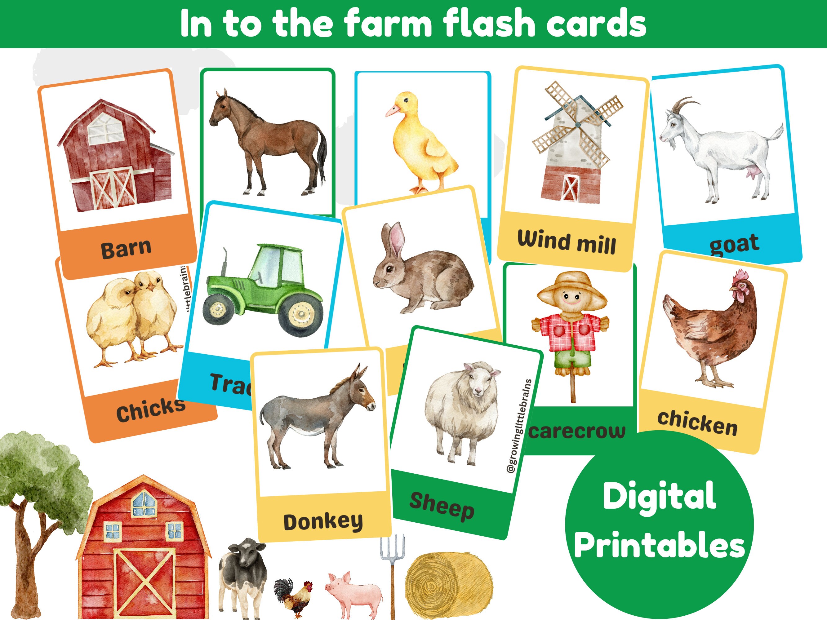 Farm Animals Flash Cards | Into the Farm Flash Cards | Montessori Flash ...