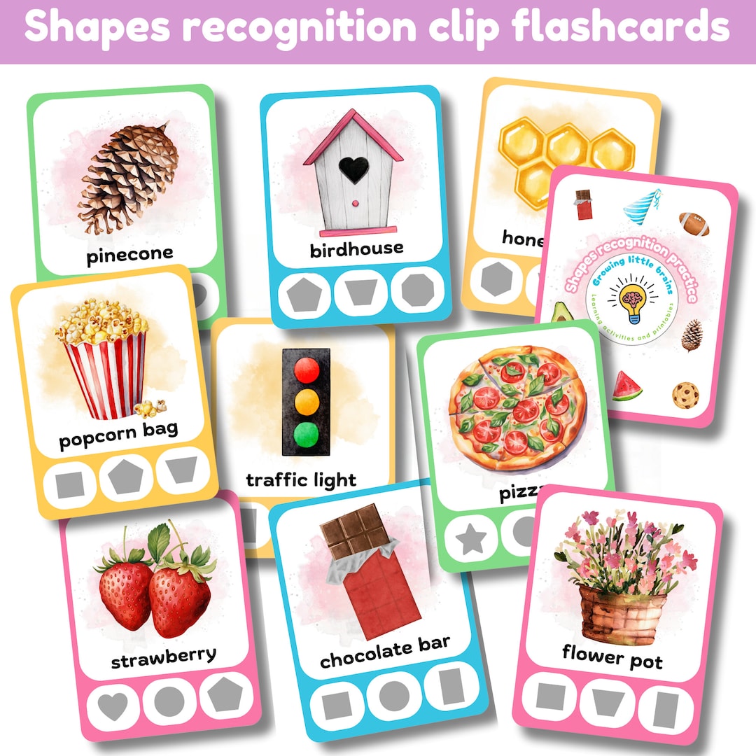 Shapes Recognition Clip Flashcards | 2D Shapes | Homeschooling | a Set ...