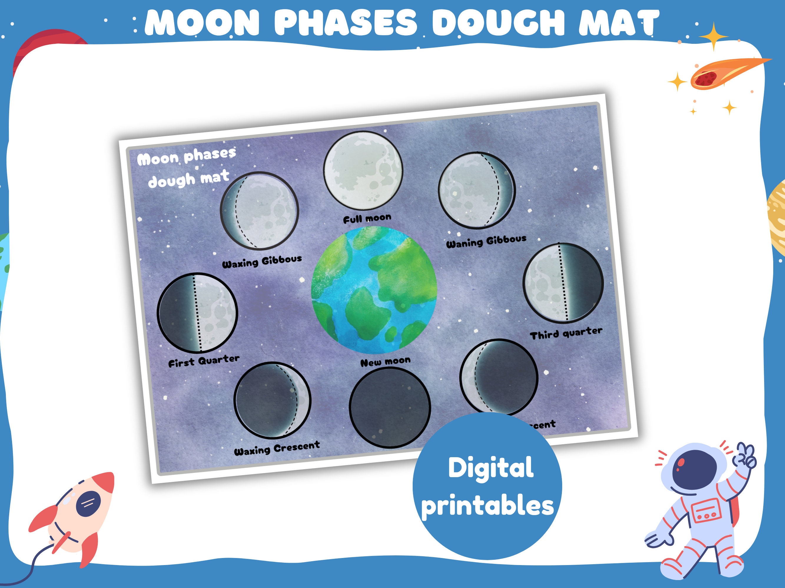 Moon Phases Dough Mat | Fun Learning Activity About Moon Phases | Moon ...