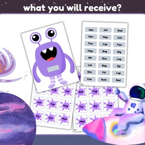 Alien CVC Rhyming Words Matching | Phonics Fun Activity | Phonics CVC ...