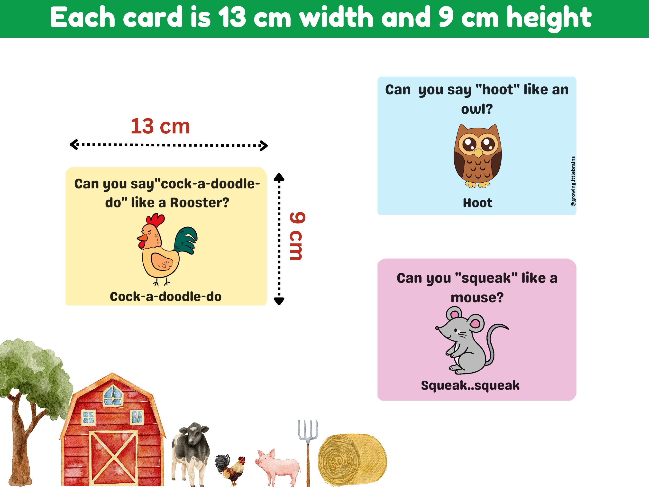 Farm Animals Sounds Action Flash Cards | Farm Animals Sounds Activity ...