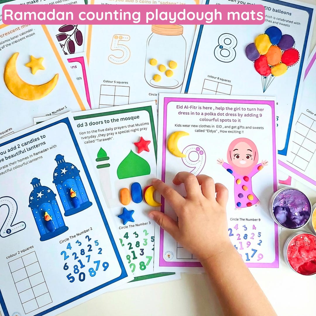 Ramadan Counting Playdough Mats | 10 Mats | Counting Dough Mats ...