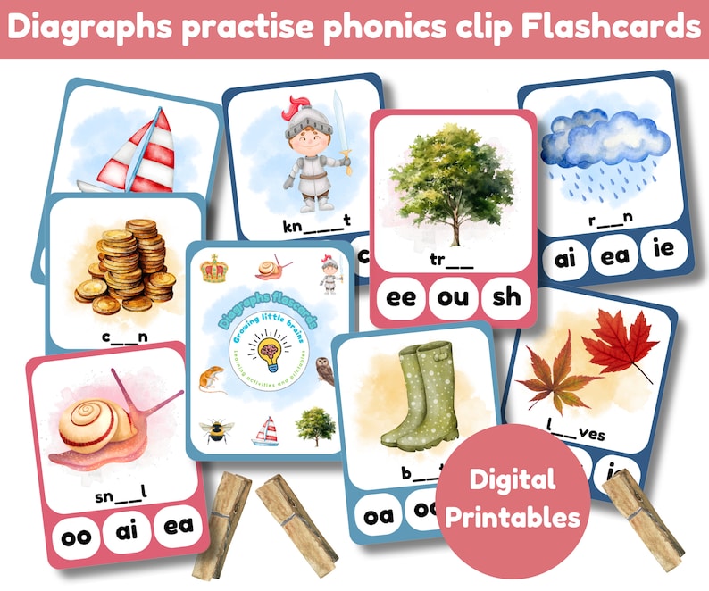 Digraphs Practice Phonics Flashcards | a Set of 18 Cards Plus Cover ...