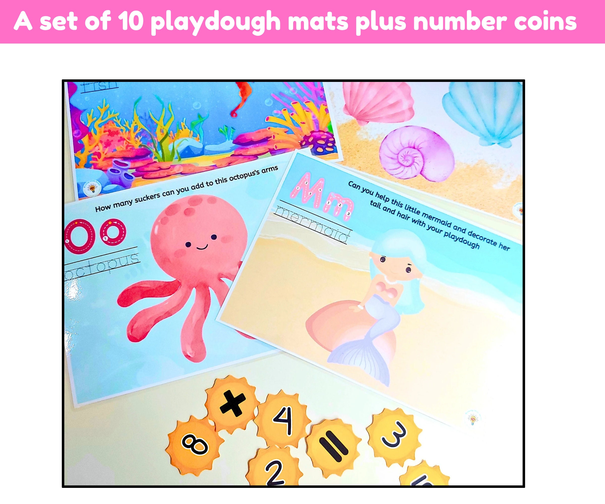 Summer Playdough Mats | a Set of 10 Playdough Mats Plus Number Coins to ...