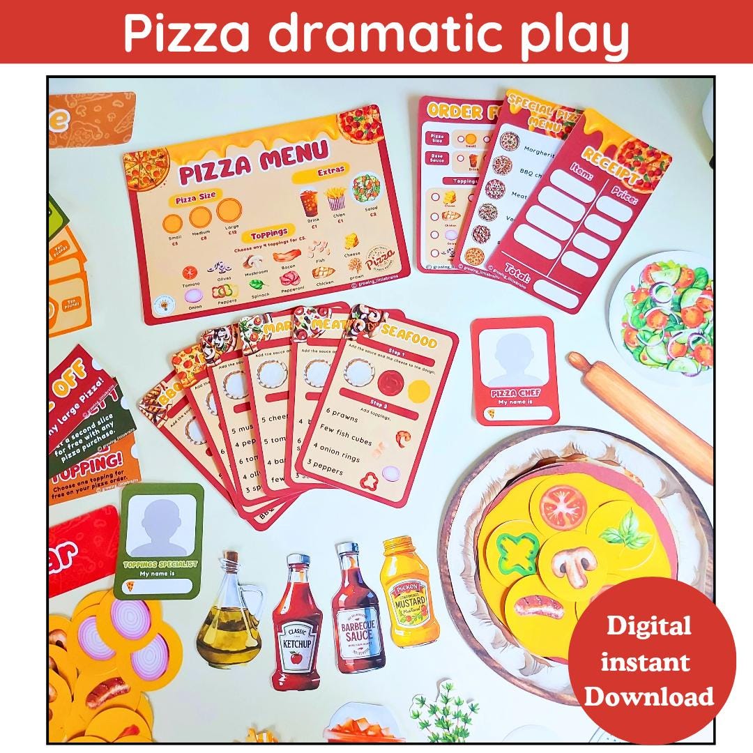 Pizza Dramatic Play Pack | Role Play | Pizza |montessori | Instant ...