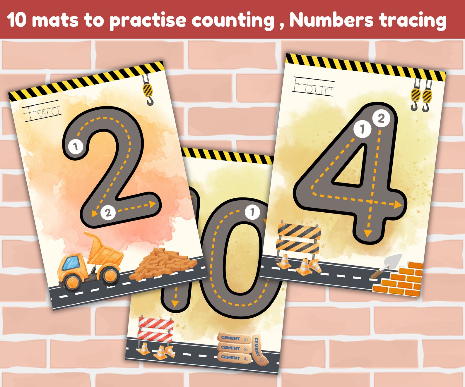 Construction Site Road Numbers Mats | Number Tracing , Counting ...