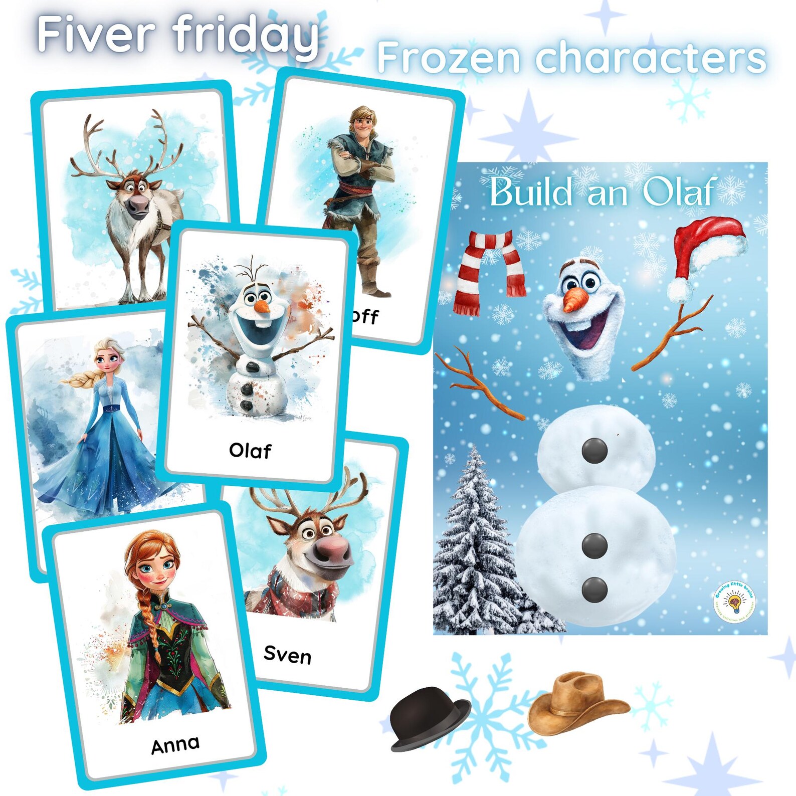 Frozen Pack, 10 Cards and Build an Olaf Activity , Printed and Wipe ...