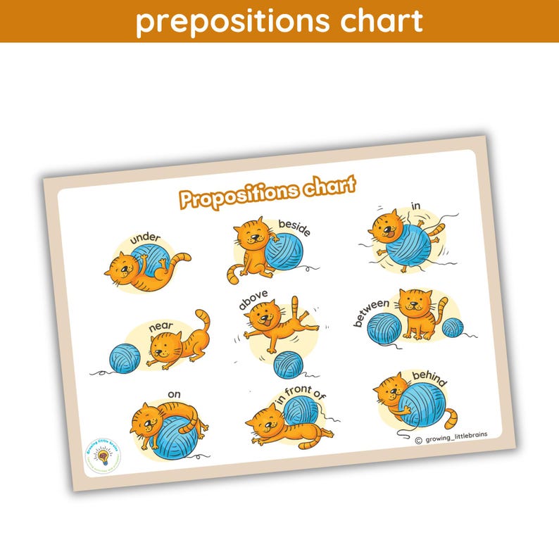 Prepositions Flashcards | 9 Flashcards Plus Cover | 9 Colouring Cards ...