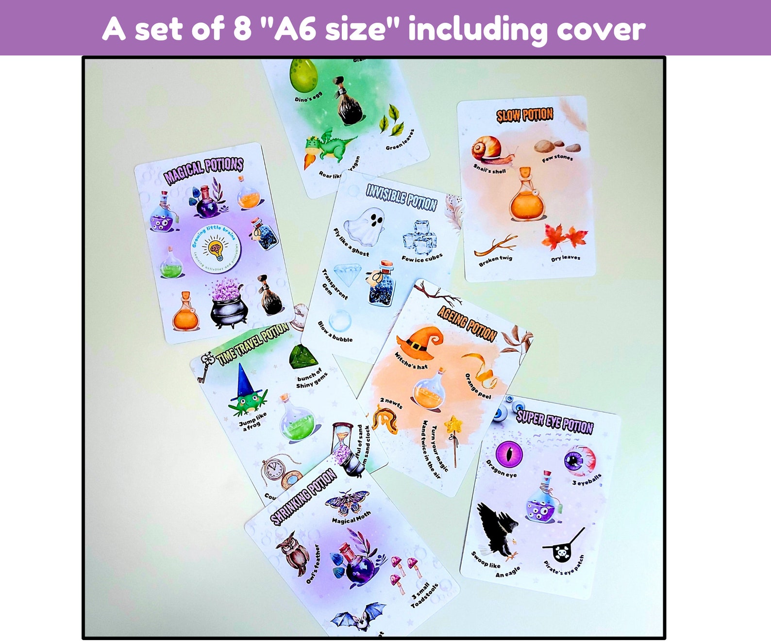 Magical Potions Flashcards | a Set of 8 Flashcards | A6 Size | Printed ...