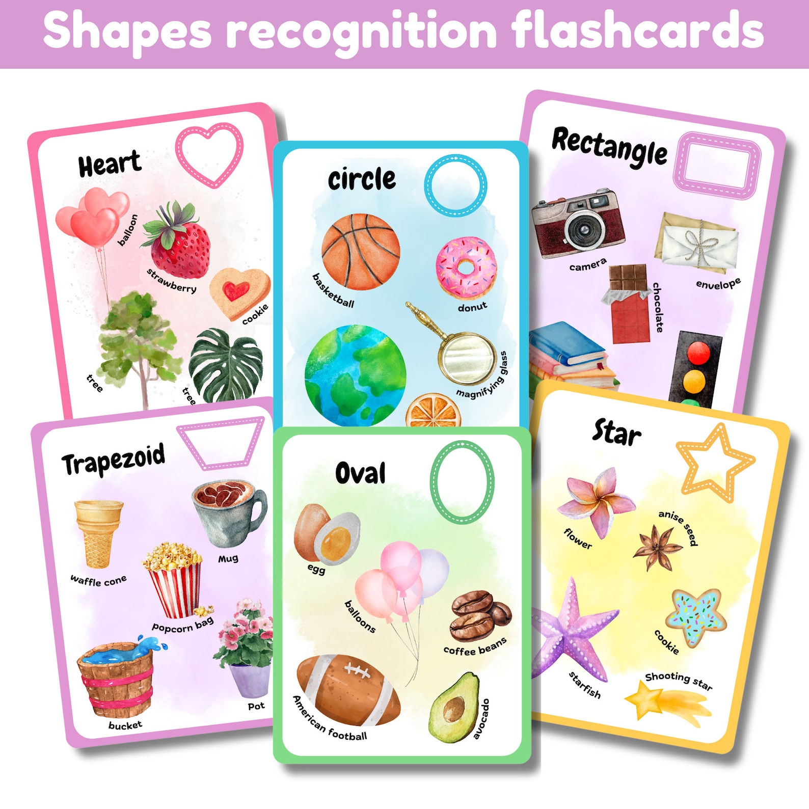 Shapes Recognition Flashcards | a Set of 10 Flashcards (A6 Size) | a ...