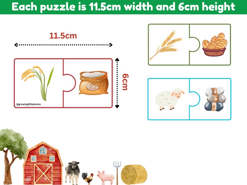 Farm Animal Puzzles: Montessori Learning Activity (digital Printables ...