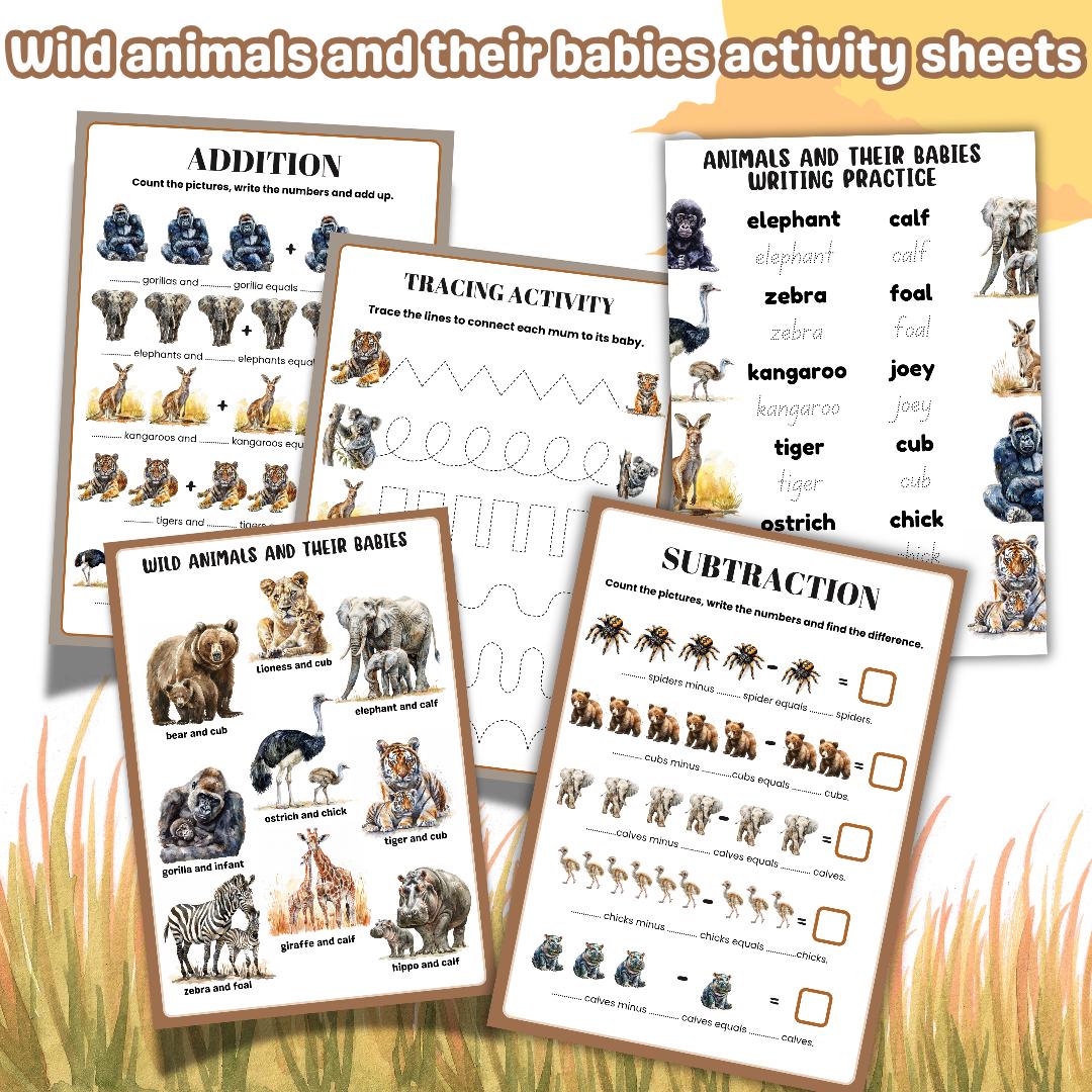 In the Wild Animals and Their Babies Learning Pack | Spring | Activity ...