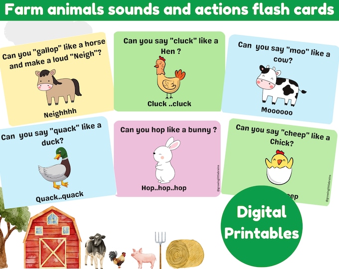 Farm Animal Sounds Printable Flashcards - Farm Animal Noise - Animal ...