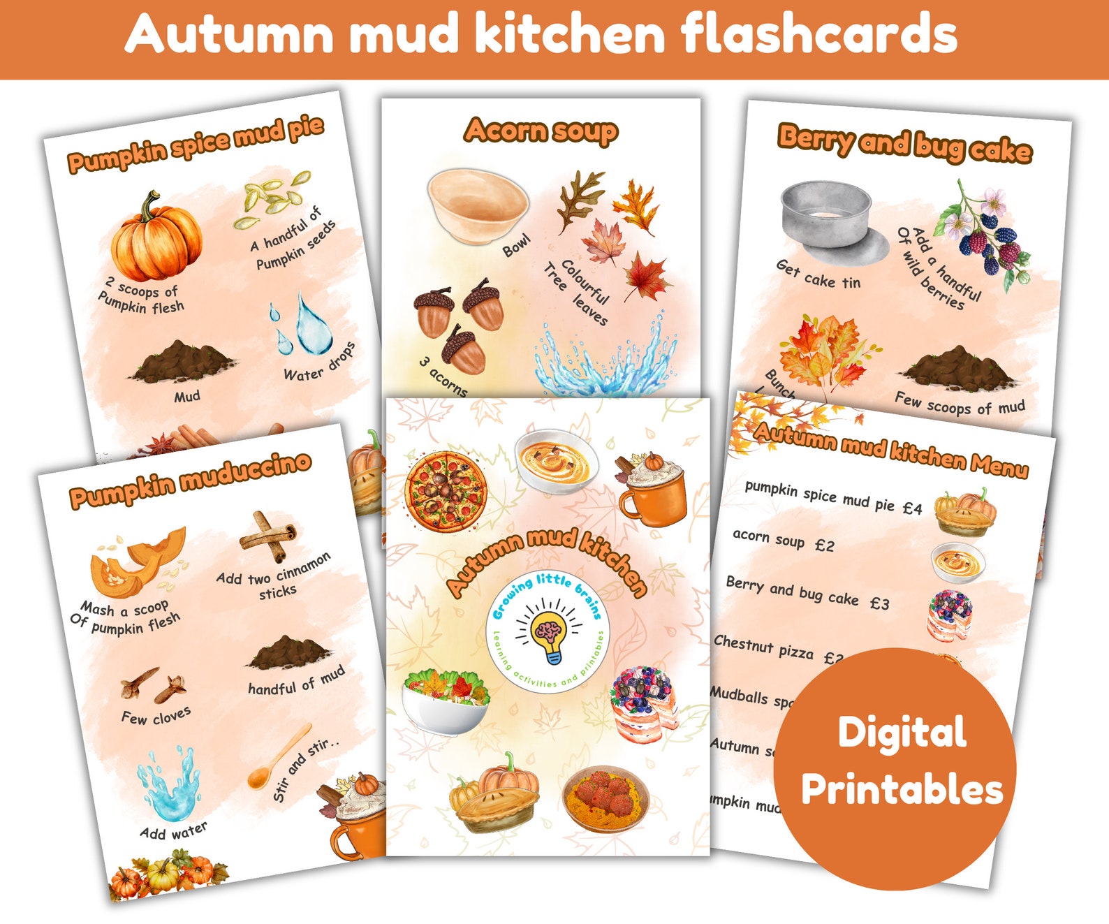 Autumn Mud Kitchen Flashcards | a Set of 9 Flashcards | Mud Kitchen ...