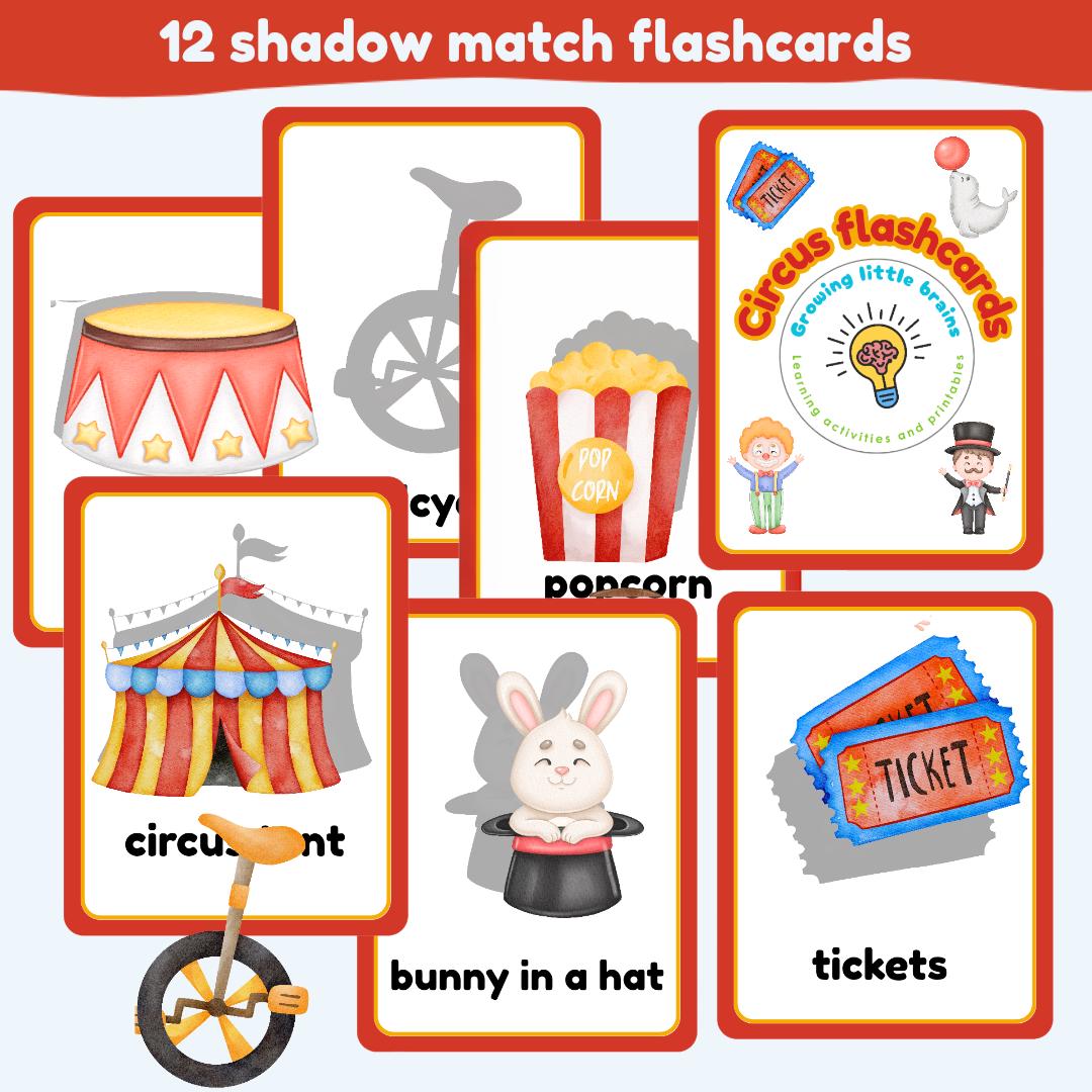 Circus Learning Pack | 12 Shadow Match Cards | Fun Circus Themed Maths ...