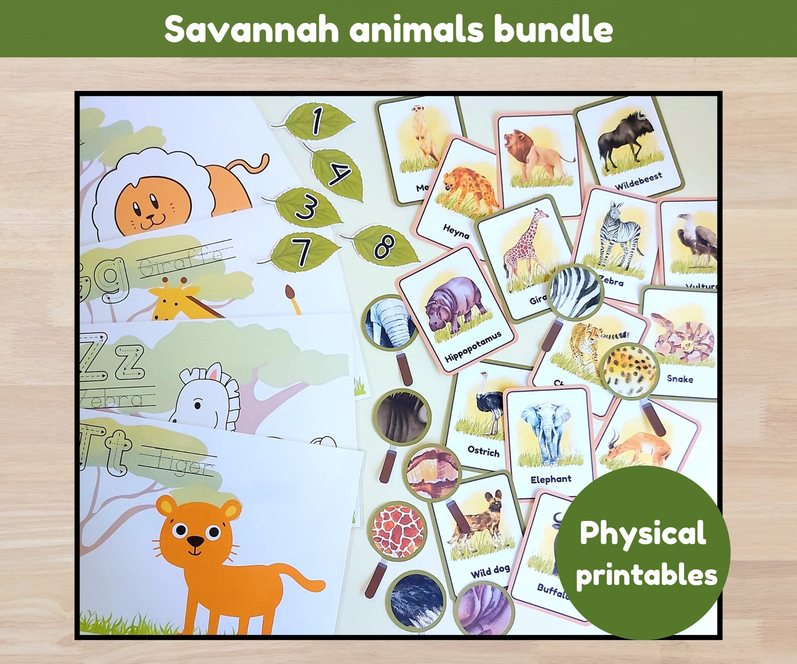 Savannah Animals Bundle| 19 Flashcards Plus Cover |19 Animals Patterns ...