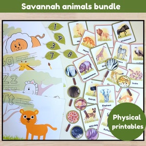 Savannah Animals Bundle| 19 Flashcards Plus Cover |19 Animals Patterns ...