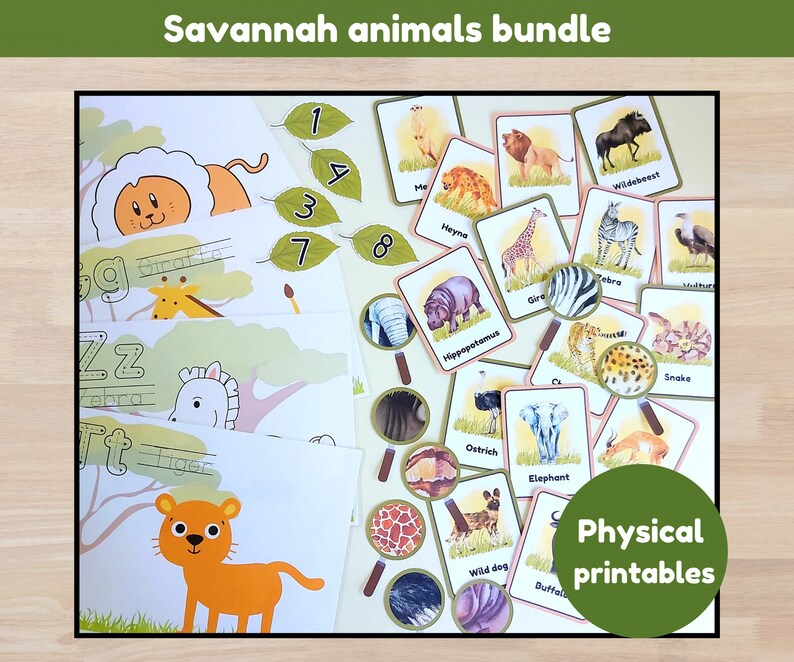 Savannah Animals Bundle| 19 Flashcards Plus Cover |19 Animals Patterns ...