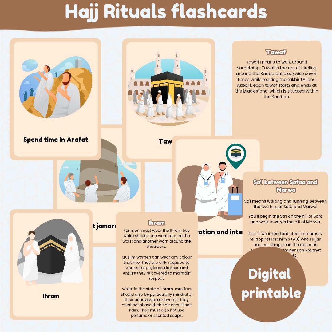 Hajj Rituals Flash Cards | Hajj for Kids | Islamic Learning Resources ...