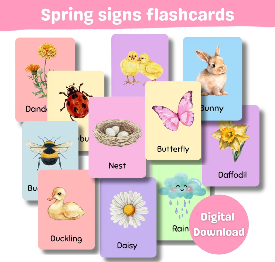 Spring Flashcards | 16 Flashcards | Small Size 6×9 Cm Each | Instant ...