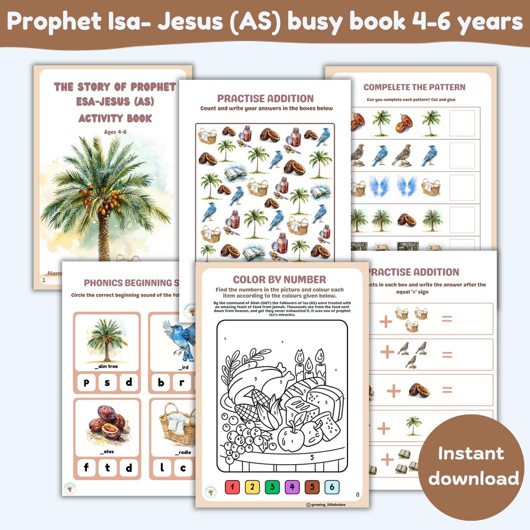 The Story of Prophet Isa-jesus Busy Book | 17 Pages for Ages 4-6 Years ...