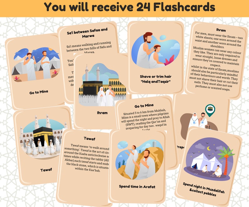 Hajj Rituals Flash Cards Hajj for Kids Islamic Learning Resources Hajj ...